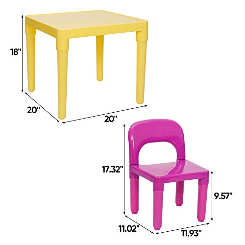 Saturnpower Kids Table and 4 Chairs Set, Toddler Table Plastic Sturdy Desk for Reading, Art, Homework