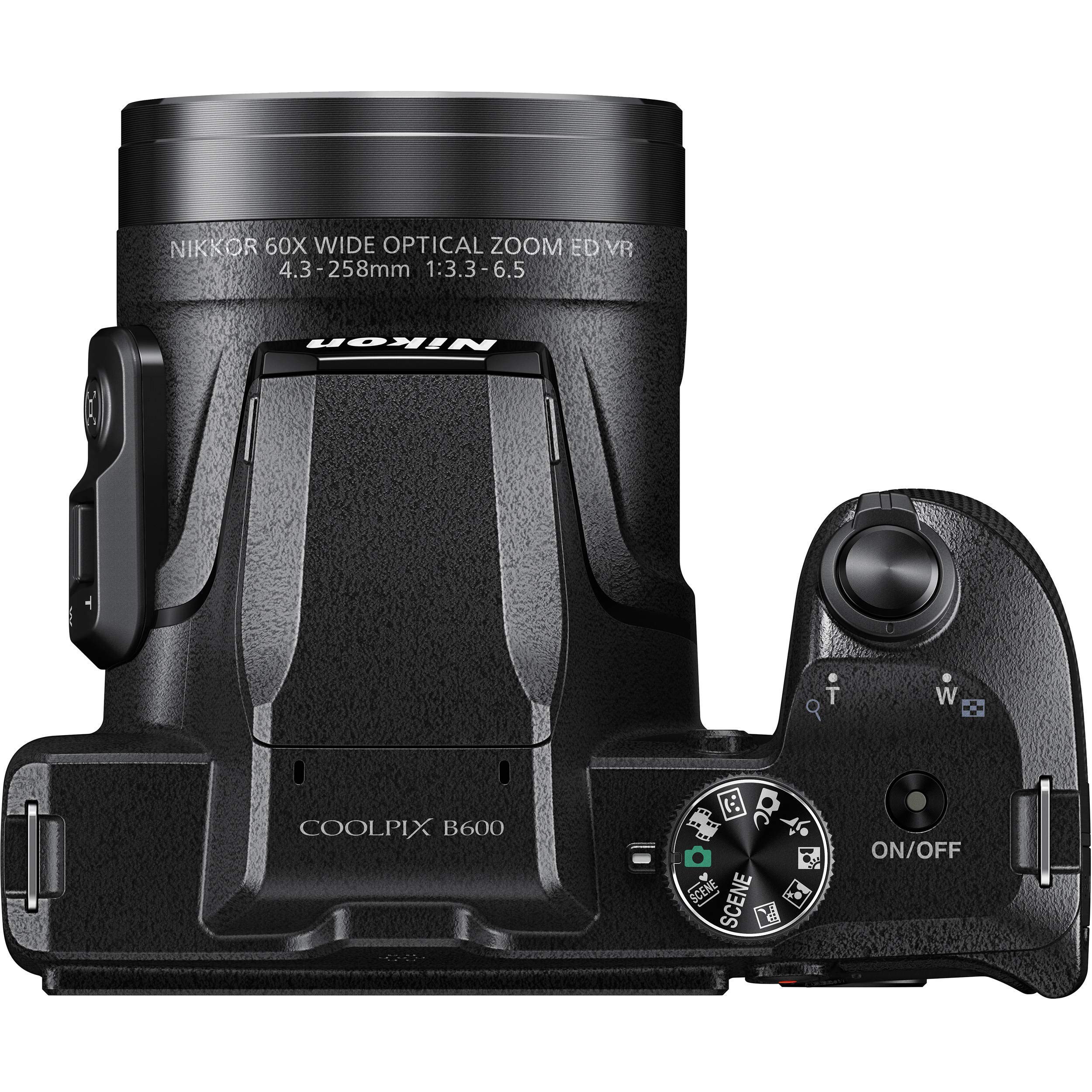 Nikon COOLPIX B600 Digital Camera (Black) with Accessory Bundle – Includes: SanDisk Ultra 64GB SDXC Memory Card, Extended Life Replacement Battery (EN-EL12) with Charger, Slave Flash & More (Renewed)