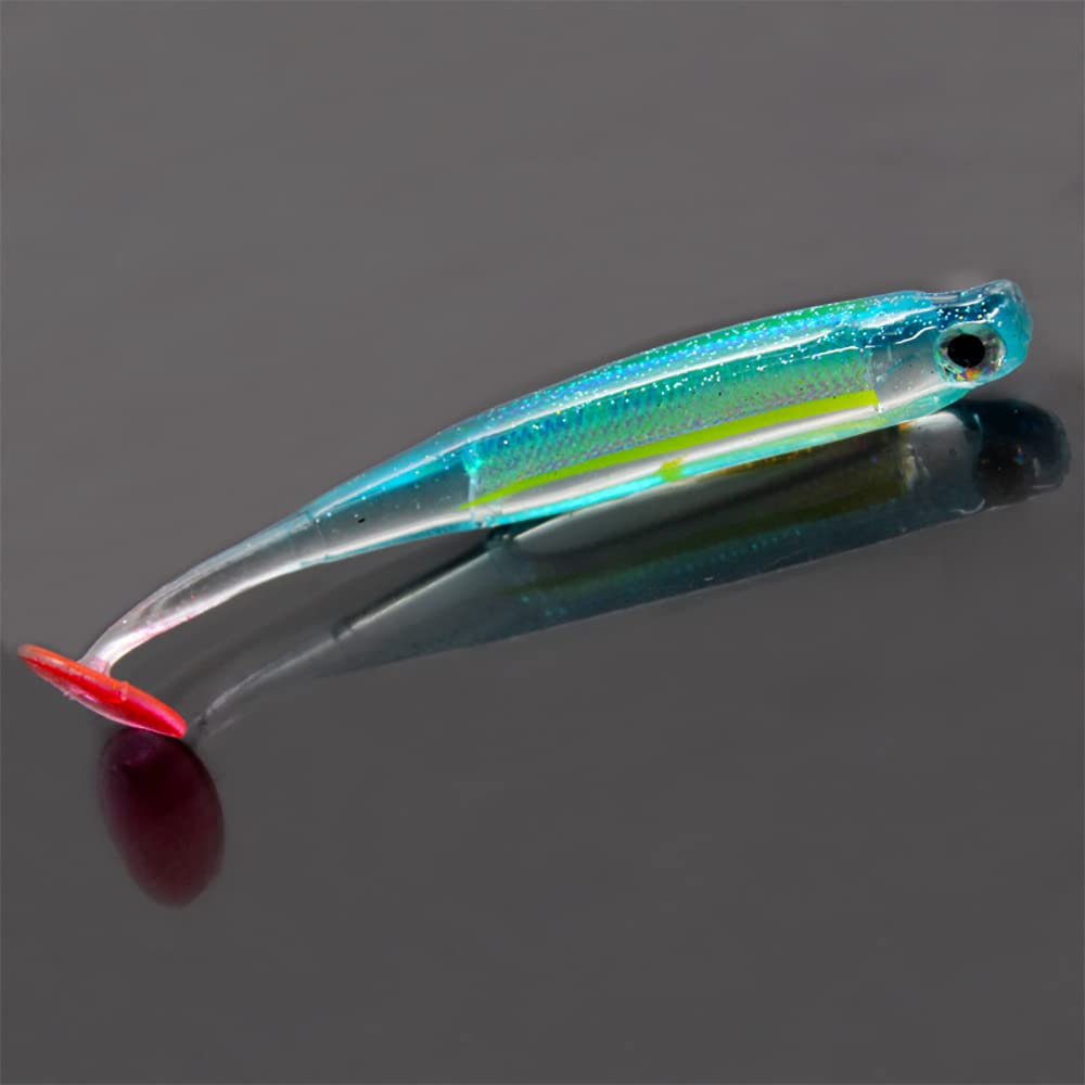 Tolure Soft Plastic Swimbait Paddle Tail Pack Shad Lure Soft Bass Paddle Tail Swim Bait for Bass Soft Lure Kit Tackle T Tail Fishing Lures Set 6pcs/Pack (Blue)