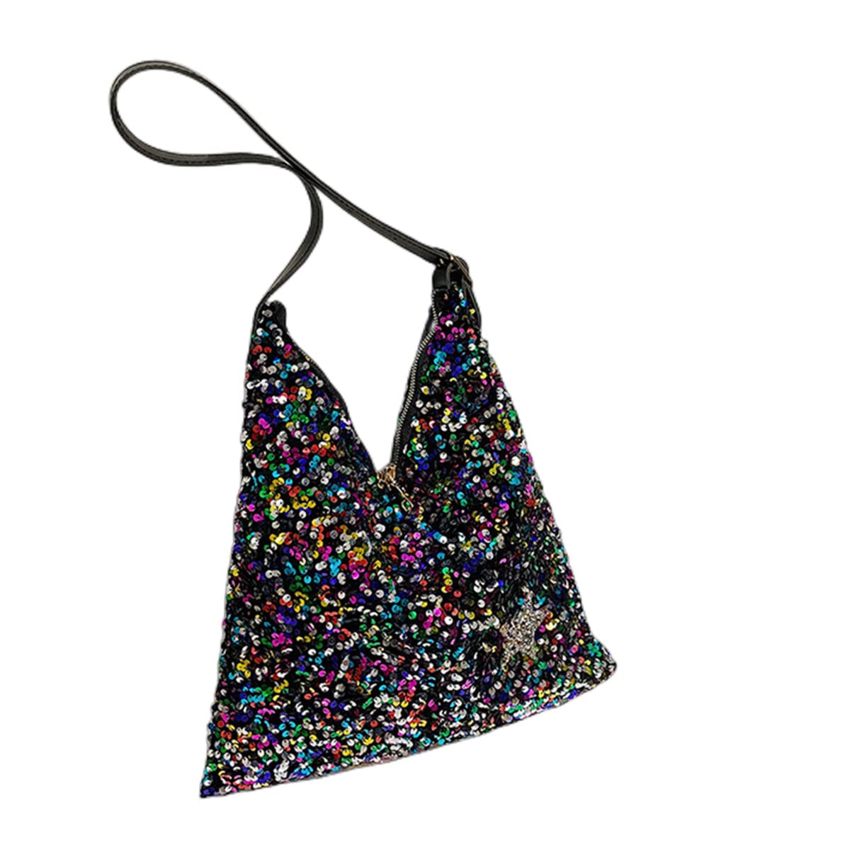 WIGUYUN Womens Mermaid Sequins Shoulder Bag Reversible Sequin Handbag Purse Sparkling Tote Shiny Hobo Bag,Black