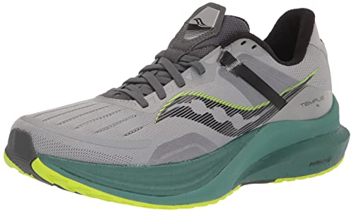 Saucony Men's Tempus Running Shoe Sneaker, Fossil/Moss, 9.5