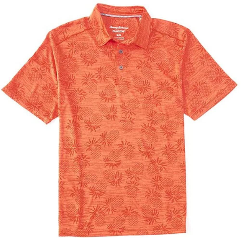 Tommy Bahama Pineapple Palm Coast Golf Polo Shirt (Color: Mango Tango, Size L)