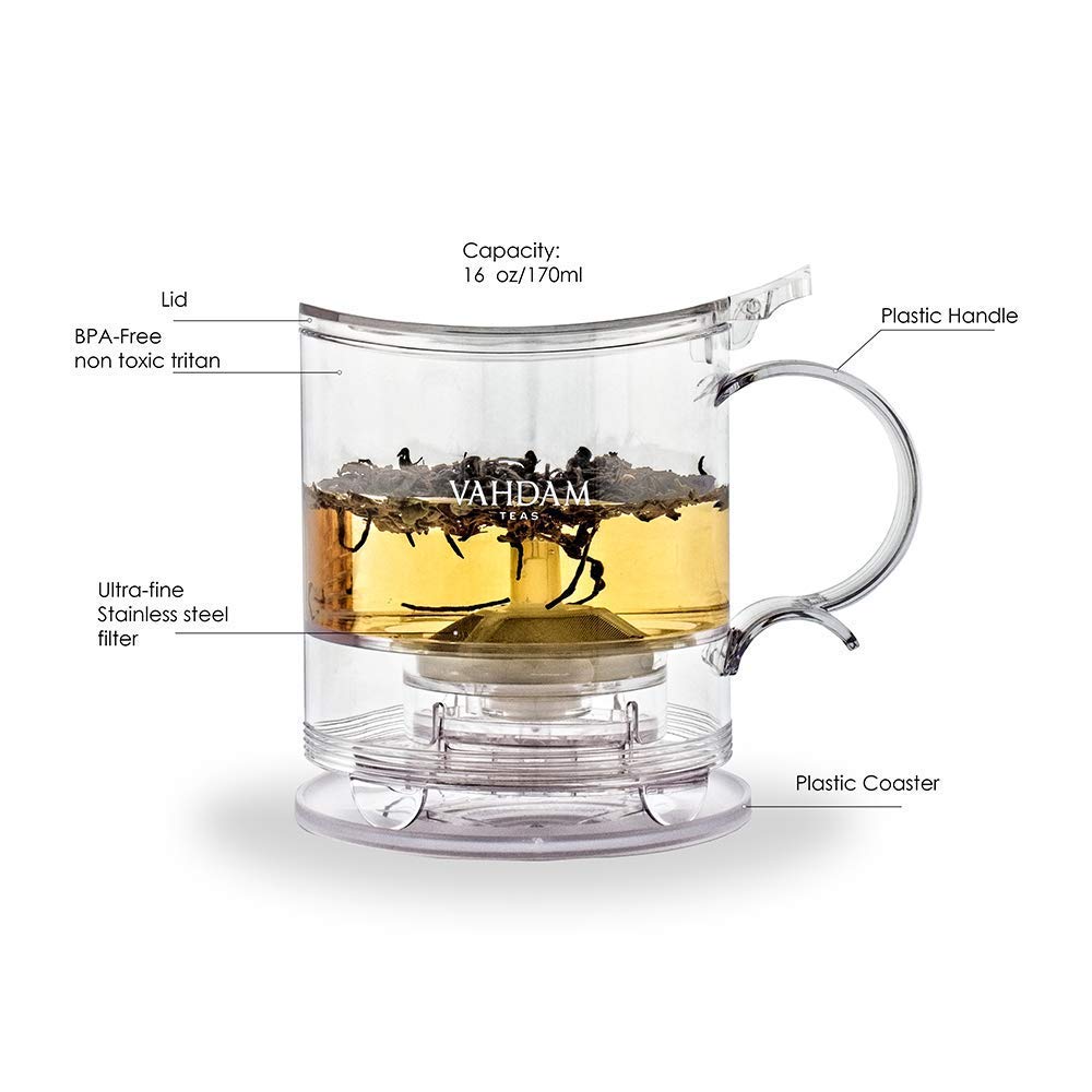 VAHDAM, Perfect Serve Tea Spoon & Imperial Tea Maker, 16 oz, Bottom Dispensing Tea Pot
