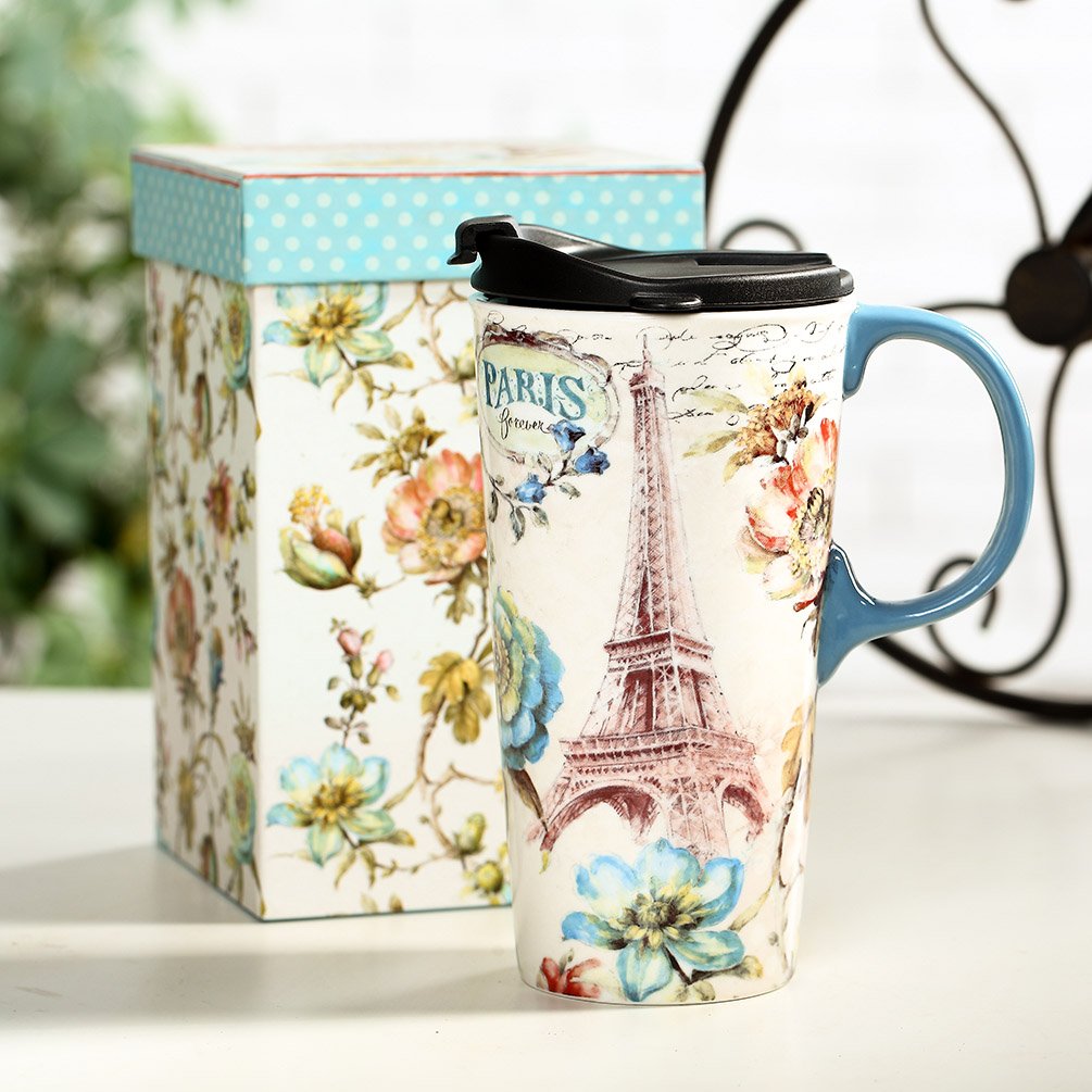 Topadorn 17 oz. Ceramic Travel Mugs and Coffee Cup with Sealed Lid and Color Box