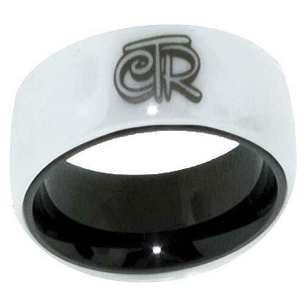 One Moment In Time J196W Size 5 White Ceramic & Aluminum Ring Mormon LDS CTR