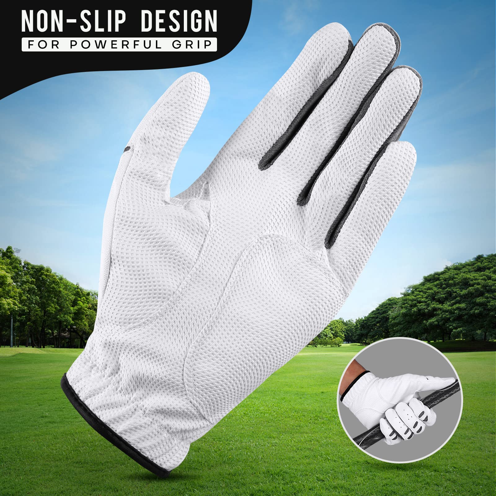 Zdmathe Premium Synthetic Golf Gloves for Men Right Handed Golfer - Mens Golf Glove All Weather Grip Soft Comfortable Leather Golf Gloves, Worn on Left Hand
