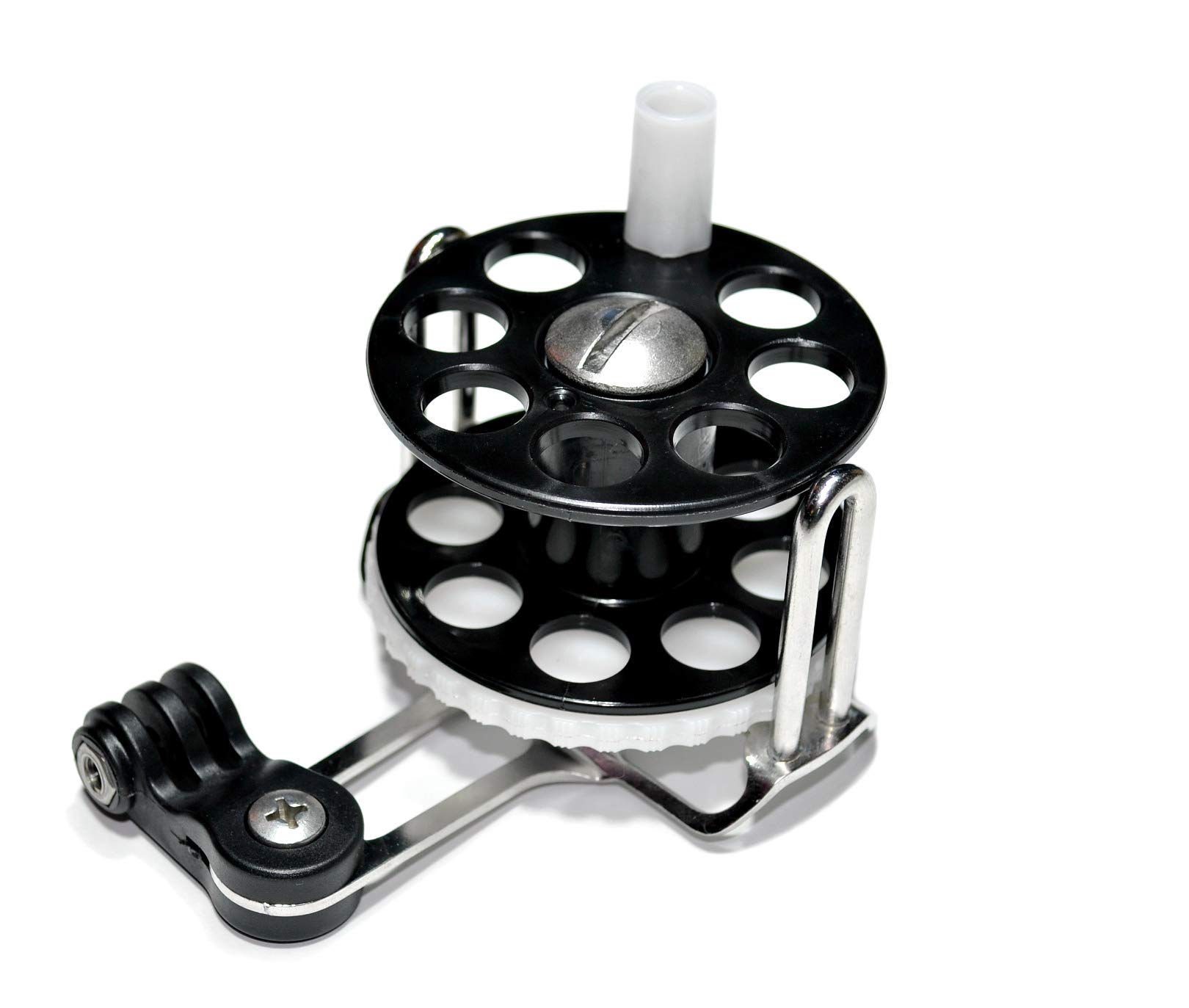 pelengas Spearfishing Speargun Reel Stanless Steel -Plastik with Camera Mount (Black-White)