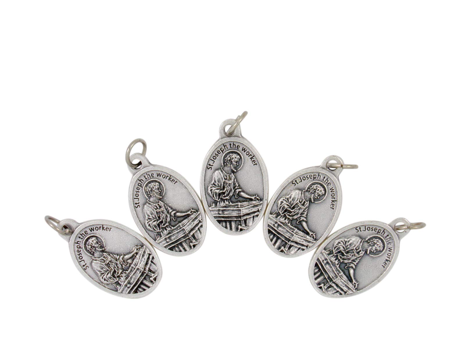 Saint Joseph Worker Pray For Us Inspiration Silver Tone Pendant, Oxidized, Pack of 5