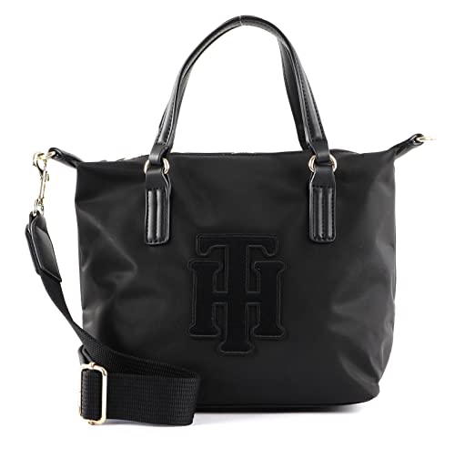 Tommy Hilfiger Women POPPY SMALL TOTE APPLIQUE Tote, Black, One Size