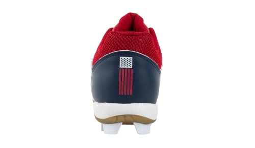 Ringor Spirit VI Women's Softball Cleats with Pitchers Toe SZ 8 White | Navy | Red