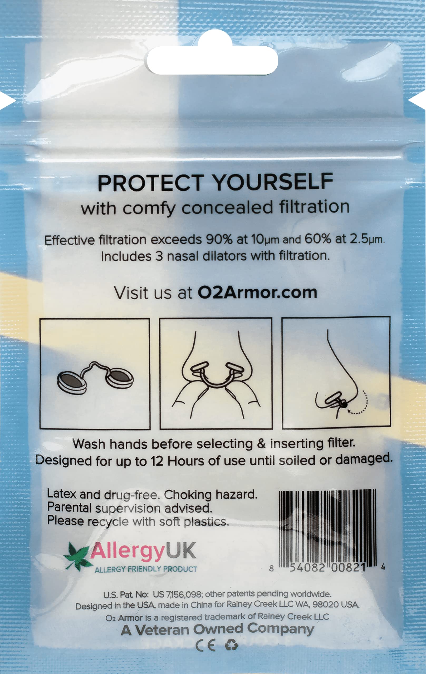 O2 Armor Nose Filter Travel Kit- 3 Pack (Large)