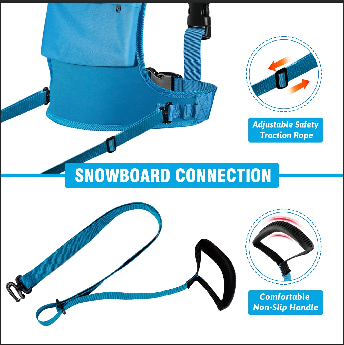 Ski Harness for Kids - Toddler Snowboard Safety Leash Backpack Training Equipment for Beginners to Control The Speed