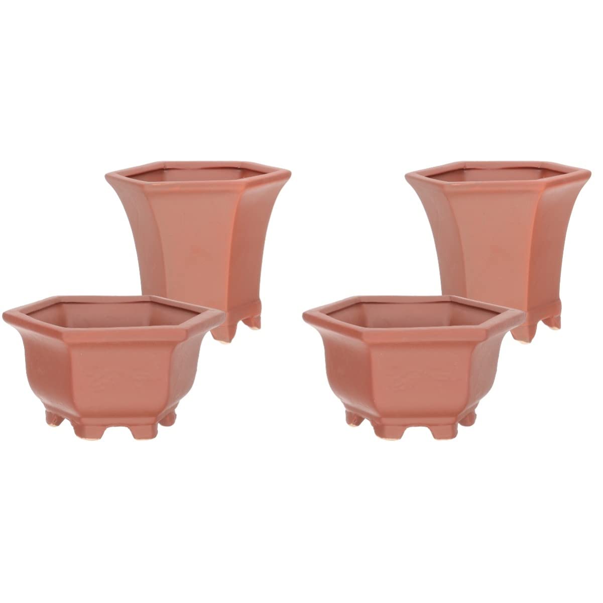 YARNOW Terra Cotta Pots 4pcs Planting Plant Office Pottery Desk Terracotta Flower Small Drainage Favor Ceramic Plants Bonsai Pots Wedding Flowerpot Clay Indoor Planters Hexagon Chinese Orchid Pots