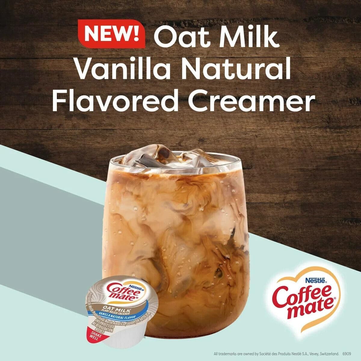 Nestle Coffee Mate Oat Milk Flavor Creamer, Single Serve Portions, 50 singles/box in an Aizonify cardbox