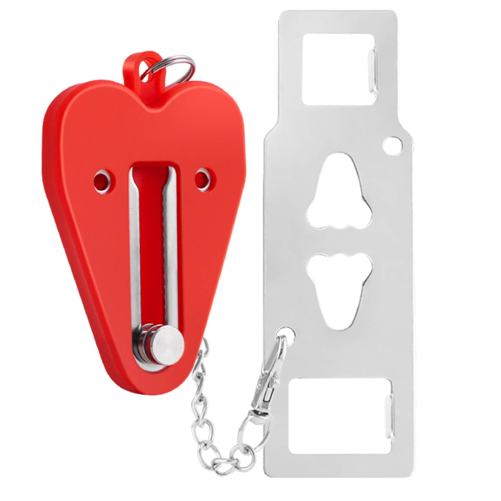 Portable Door Lock,Stainless Steel Travel Door Lock for Security,Portable Security Door Stop (Red)