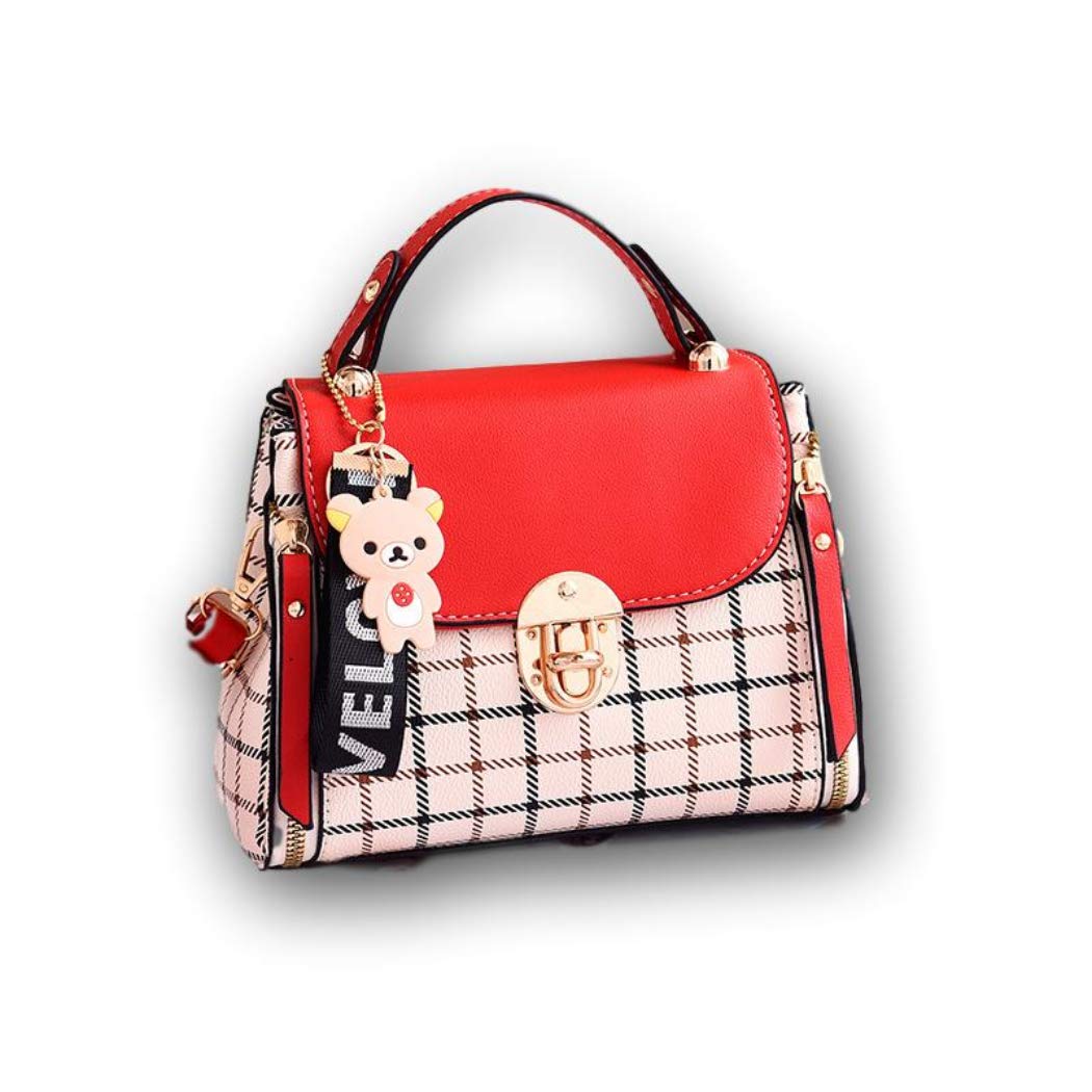 Ro Rox Teddy Love Bag Check Crossbody Retro Vintage Style Mini Satchel Handbag - Red