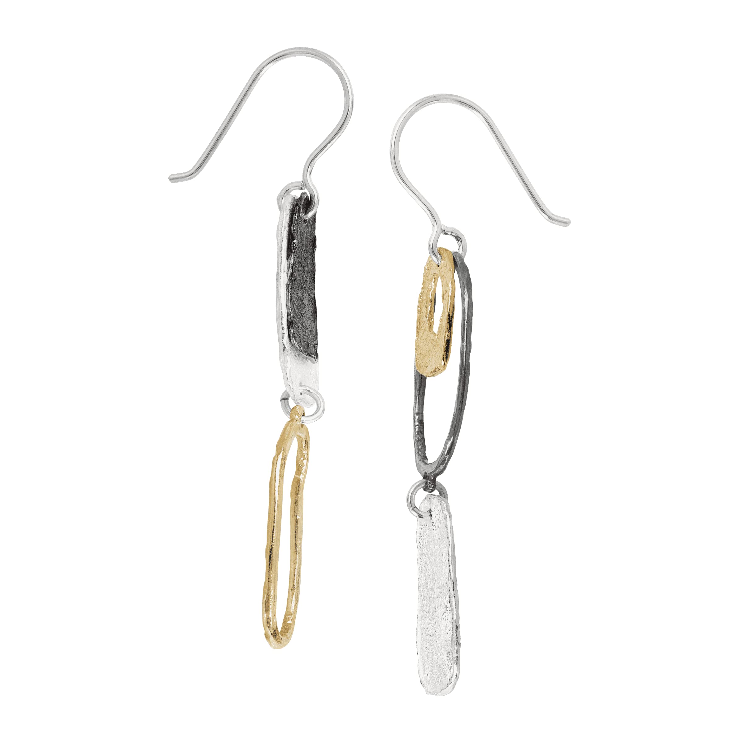Silpada 'Organza' Three-Tone Drop Earrings in 14K Gold & Black Rhodium-Plated Sterling Silver