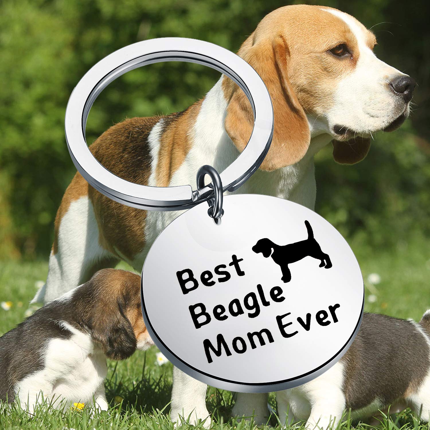 PENQI Beagle Mom Gift Beagle Lover Gift Best Beagle Mom Ever Keychain Beagle Owner Gift Animals Lover Gift Pet Lover Gift for Dog Lover (sliver)