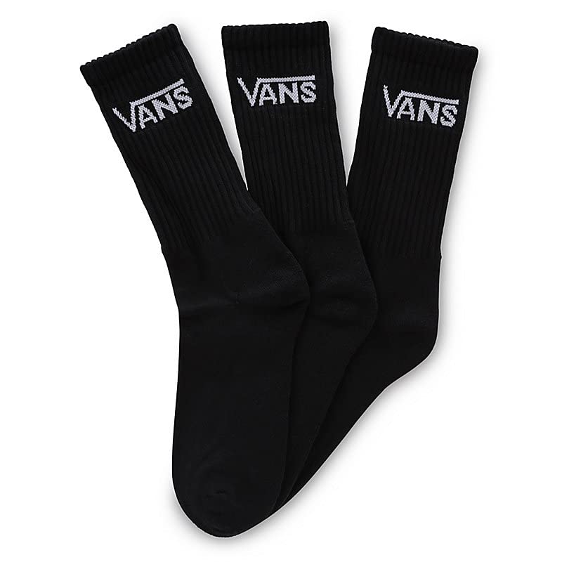 Vans Men's Classic Crew Socks (3 Pairs), Black/White/Checkerboard, Size 6.5-9