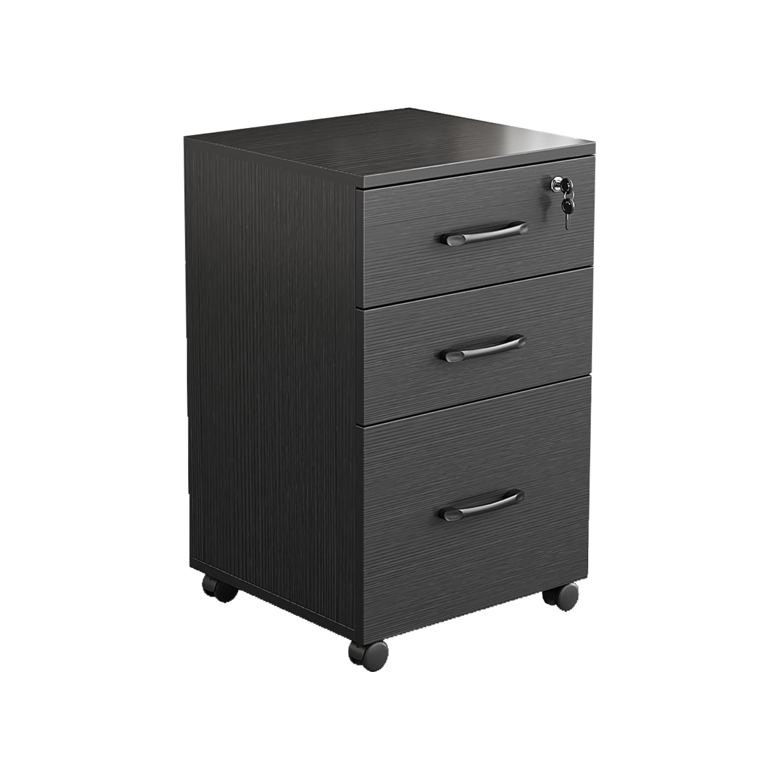 NEWSENDY Rolling File Cabinet: Slim White File Cabinet with Lock, 3-Drawer Under Desk Office Filing Cabinet for Letter/Legal Size Documents, Ideal for Home Office (Black)