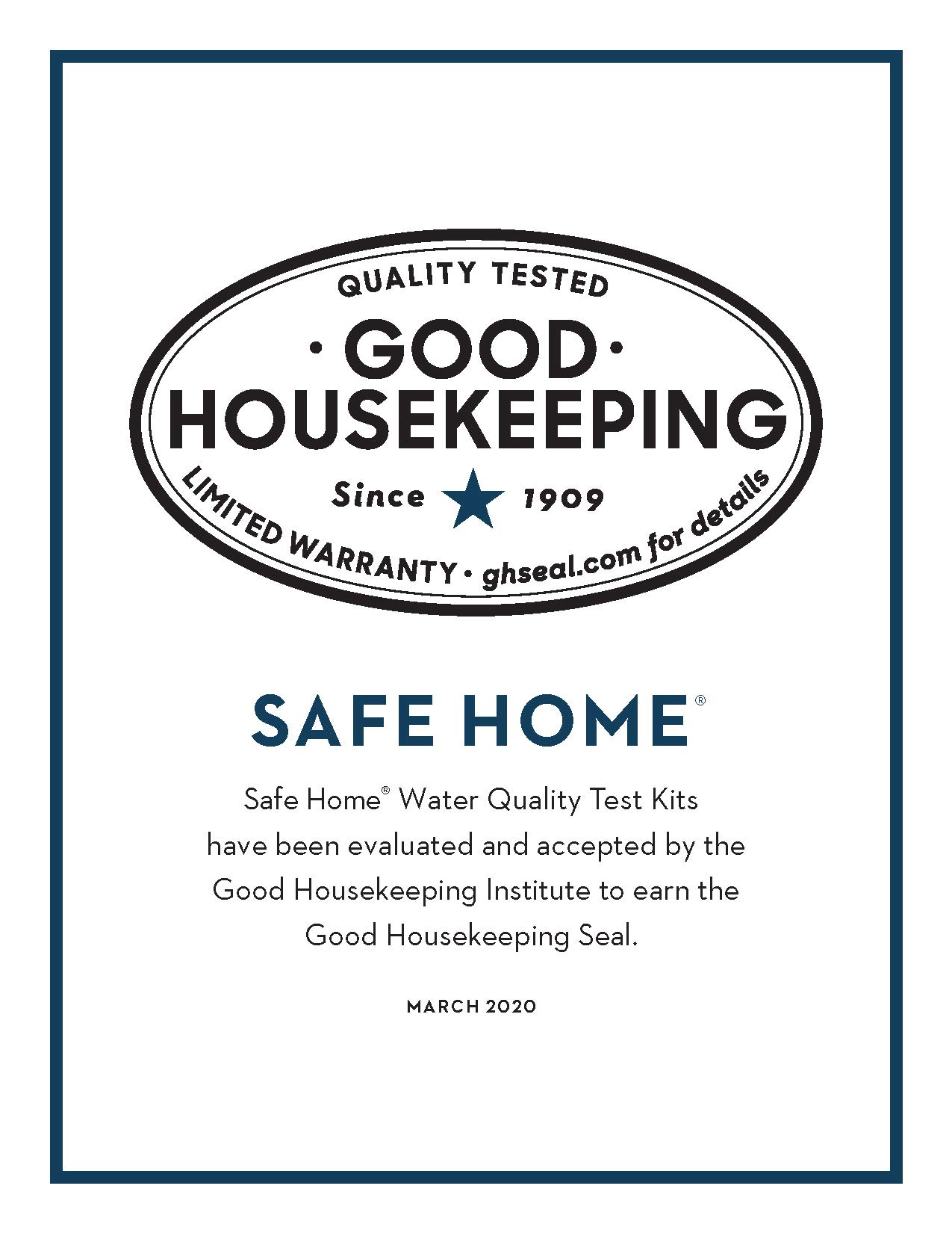 Safe Home® DIY Lead in Drinking Water Test Kit – at Home Testing for Lead in City Water or Well Water – Detection to 5ppb – 10 Minute Test – Single Pack