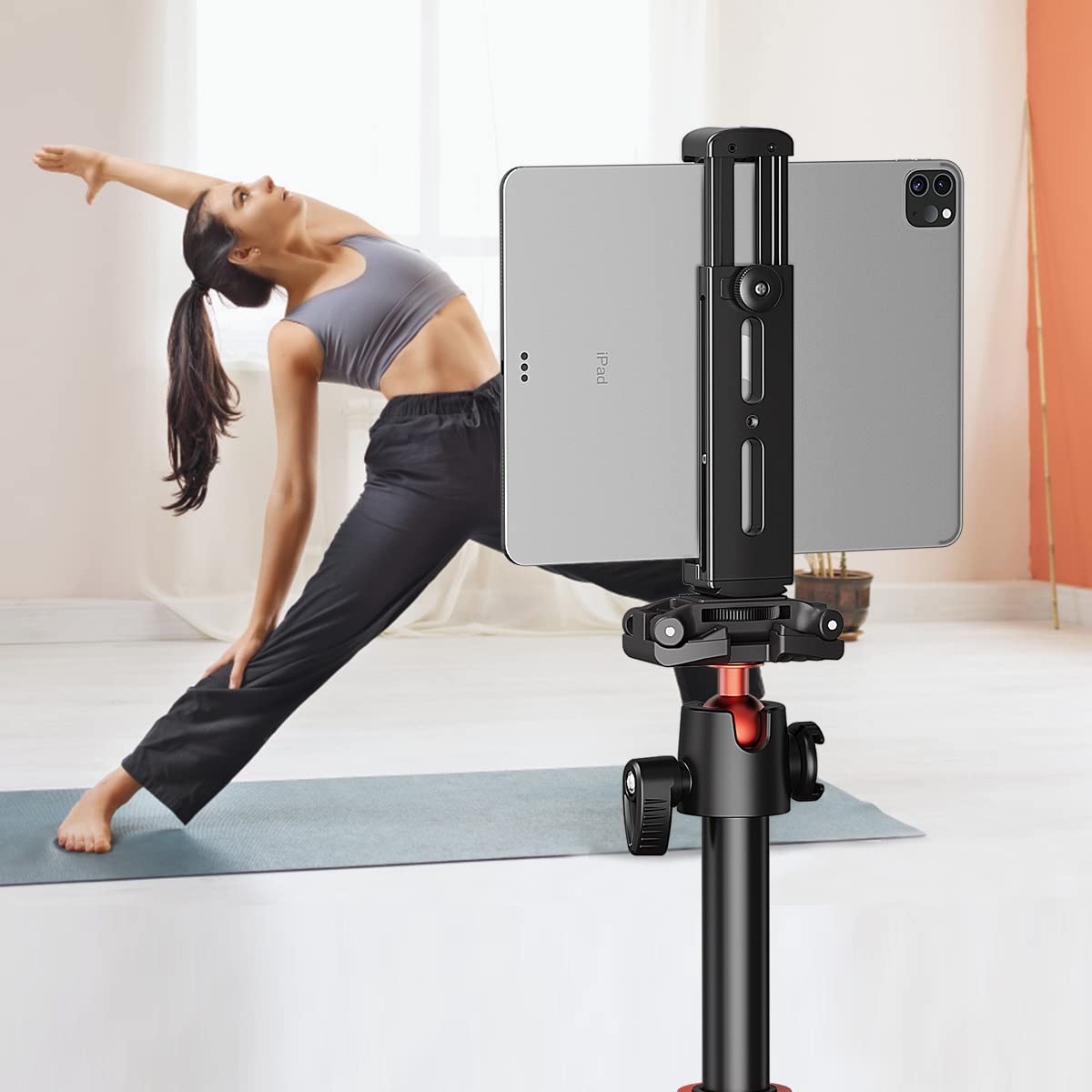VRIG Select iPad Tripod Mount, iPad Holder with Cold Shoe Acra Swiss, Aluminum Metal Tablet Tripod Adapter, for iPad Pro 12.9, iPad Air Mini 3 4, Galaxy Tab, Surface Pro 8(4.9-9.8’’)
