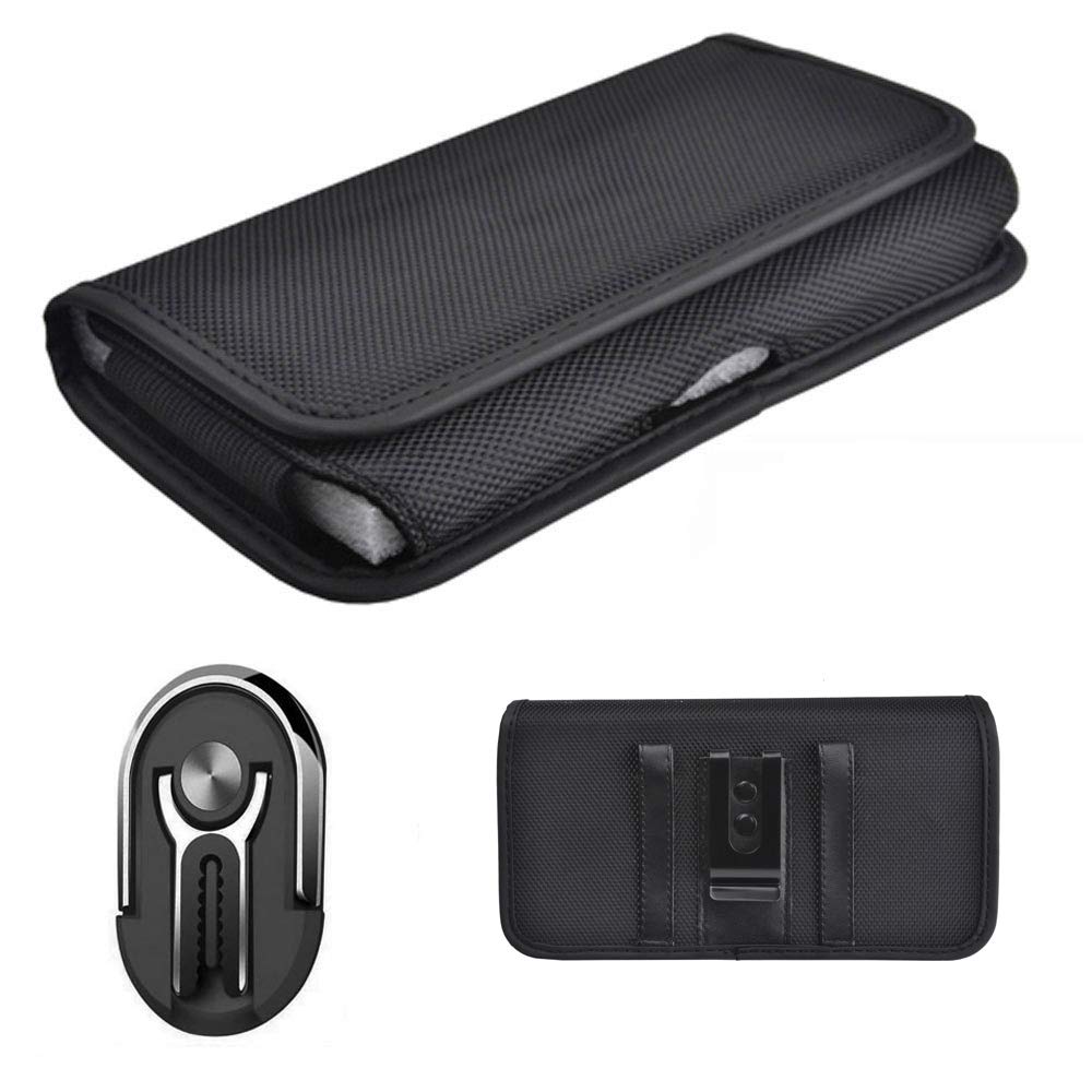 Pouch Case Compatible for Stratus C5 / Cloud Mobile Stratus-C5 Elite Car Mount Phone Stand with Holster Pouch with Belt Clip Loop (Black 3in1Ring +Horizontal Pouch)
