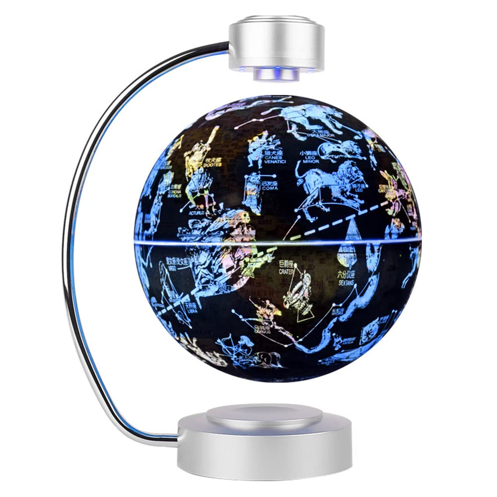 Spolehli Magnetic Levitation Globe, 8 Inch Floating Constellation Globe with LED Lights, World Map Globe at Day Constellation Light at Night, Good Gifts for Students Teachers Birthday Gift Present