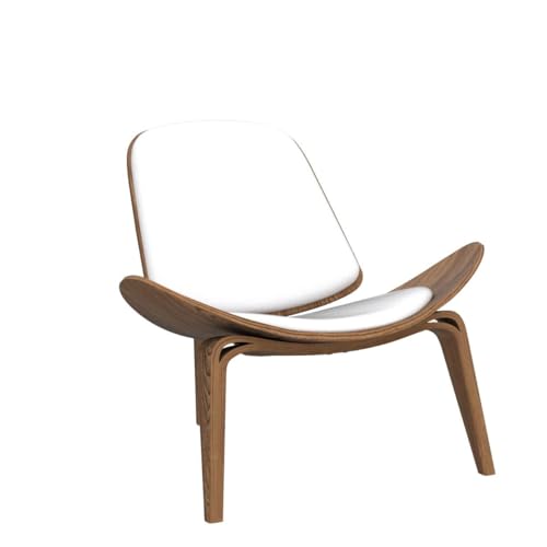 OAKHAM Comfy Shell Chair, Mid Century Modern Accent Chair for Living Room and Bedroom with Protective Foot Pads, Ergonomic Chair (White)