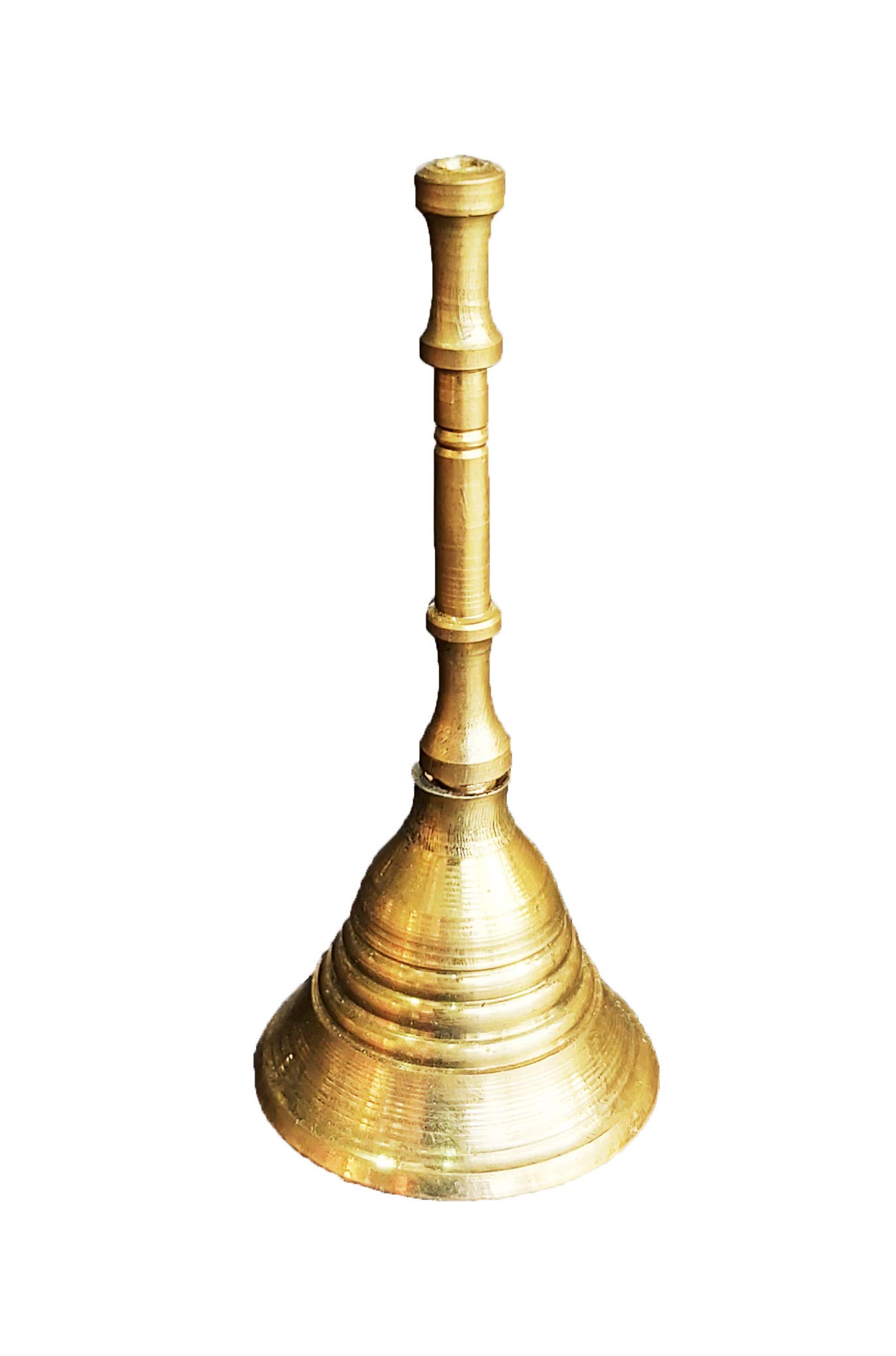 PARIJAT HANDICRAFT Handheld ghanti Indian Brass handbell Colorful Decorative Jingle Bell for Christmas mandir Pooja Items Wedding Diwali Home Office Decor Hand-Bell (3-Inch)