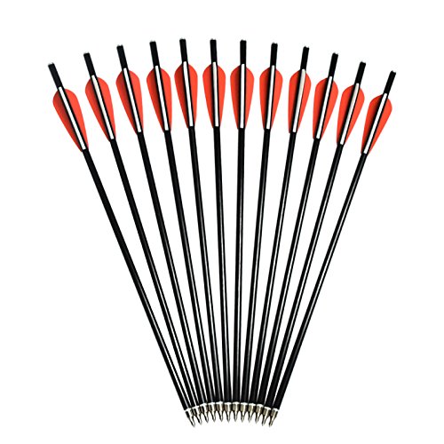 NIKA ARCHERY 12X 16 Crossbow Bolts Fiberglass Arrows with Flat Nock for Outdoor Hunting