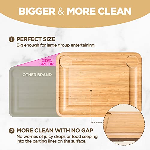 TMD Cheese Board with Knife Set (6pcs) β Elegant Charcuterie Boards with 2 Round Bowls β Wooden Charcuterie Board Set β Cheese board set to Display Your Assortments in Style