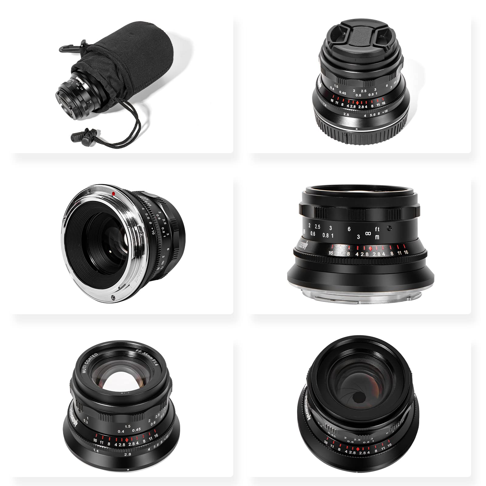 PERGEAR 35mm F1.4 Full-Frame Manual Focus Lens, Compatible with Sony E-Mount Cameras A7 A7II A7III A7R A7RII A7RIII A7RIV A7S A7SII A7SIII A9 A7C A6400 A6000 A6600 A6100 A6500 A6300 (Black)