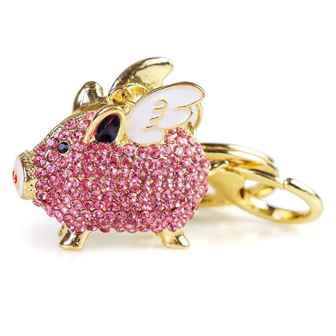 Sviiok Nansheng Pig Keychain,Cute Keychain Accessories for Women,Pink Flying Pig Gift for Pig Lovers,Crystals Key Decoration for Girls,2x6