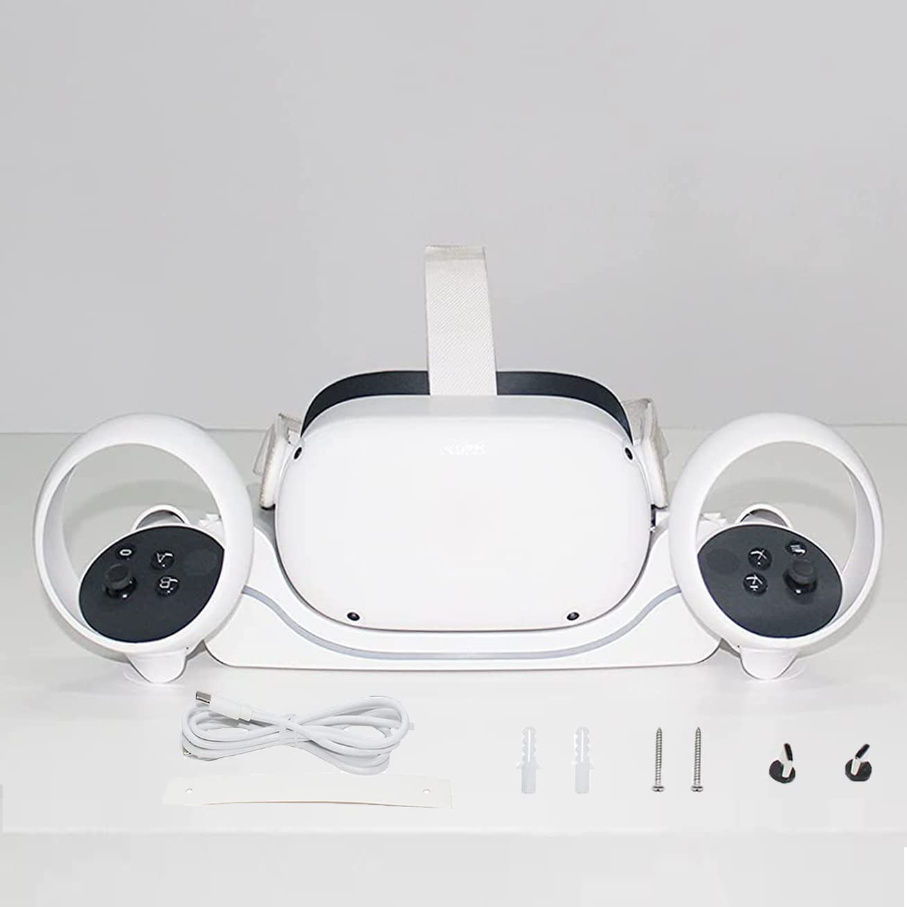 VR Charging Stand for Oculus Quest 2 Charging Dock VR Game Quest 2 Headset Charger Station Set Oculus Headset Mount,Charging Stand Suitable for Oculus Quest 2 VR,VR Handle Storage Wall Mount- White