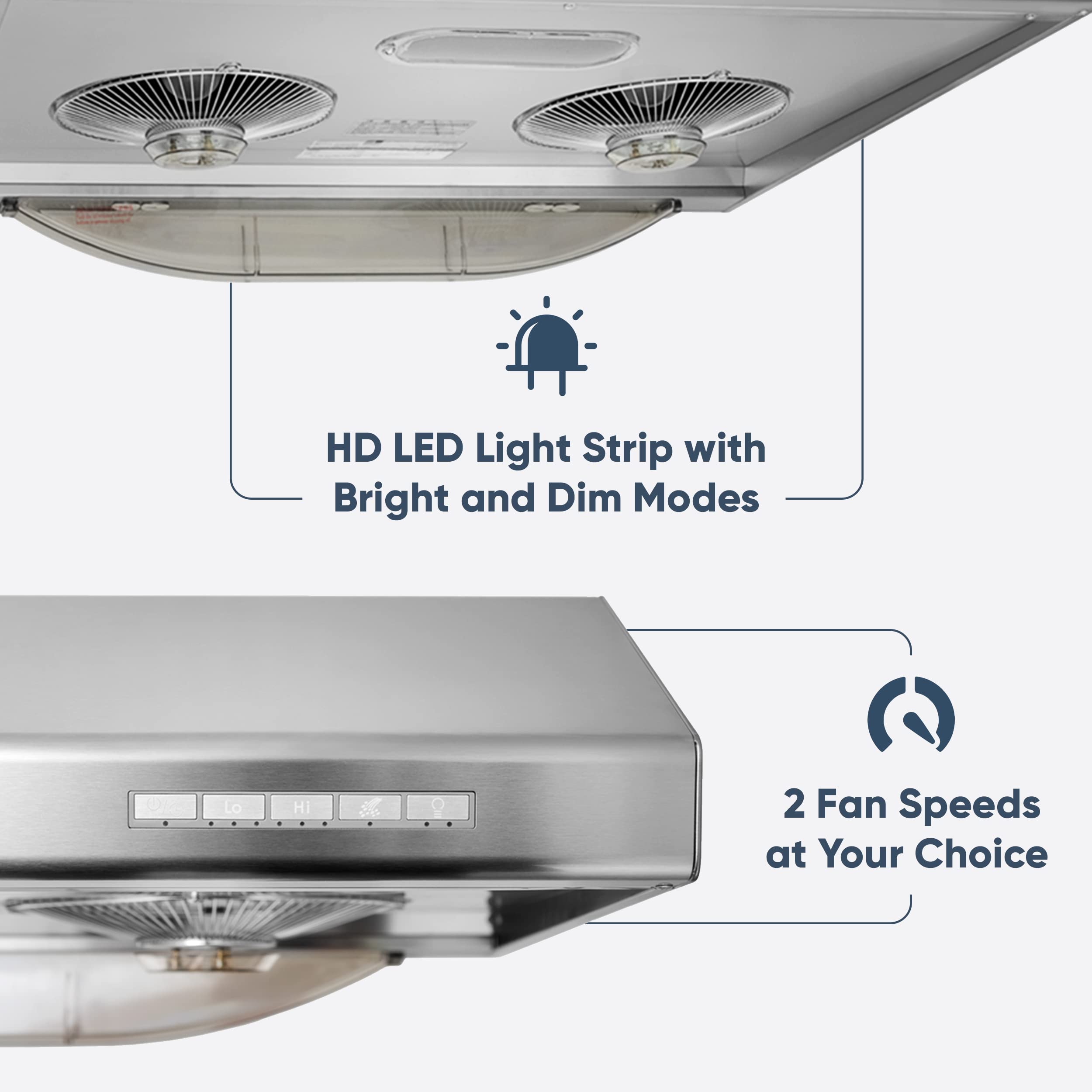 Pacific Auto Clean Under Cabinet Ducted Range Hood 36" - 900 CFM Powerful Kitchen Vent Hood - Electric Stainless Steel, Ultra Quiet, Touch Control, Filterless, LED Lights, Auto Cleaning AC3036BS
