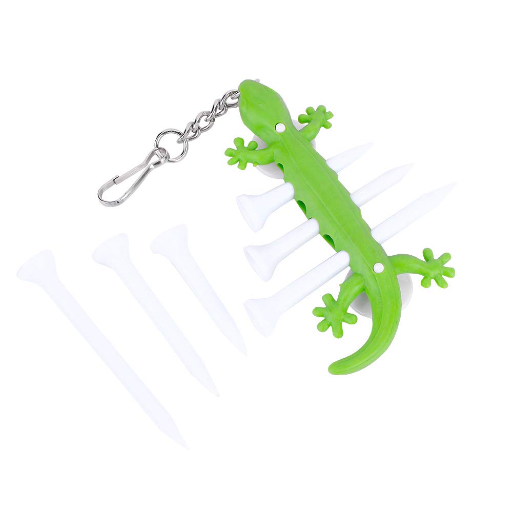 Portable Plastic Tee Holder Green Gecko Carrier with Tee for Gift Hook to Bag Belt Clip(Green Gecko)