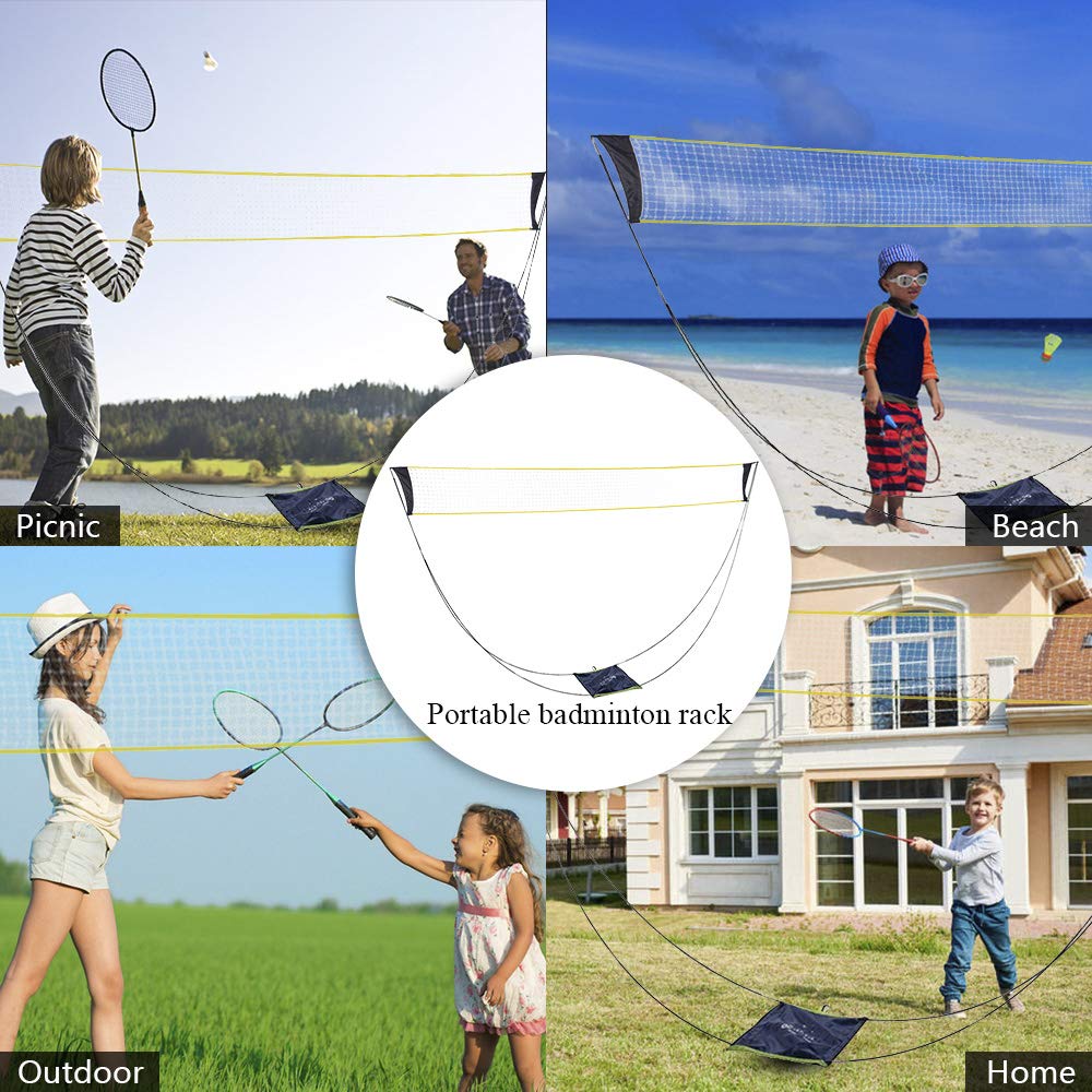 Quner Easy Setup Portable Badminton Net Foldable Net Rack with Carry Bag for Outdoor, No Tools Required