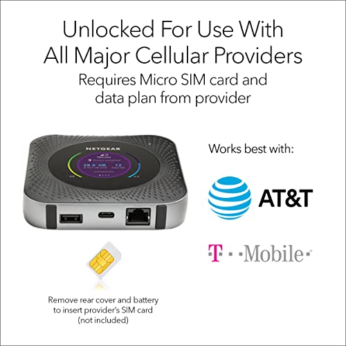 NETGEAR Nighthawk M1 4G LTE WiFi Mobile Hotspot (MR1100-100NAS) β Up to 1Gbps Speed, Works Best with AT&T and T-Mobile, Connects Up to 20 Devices, Secure Wireless Network Anywhere
