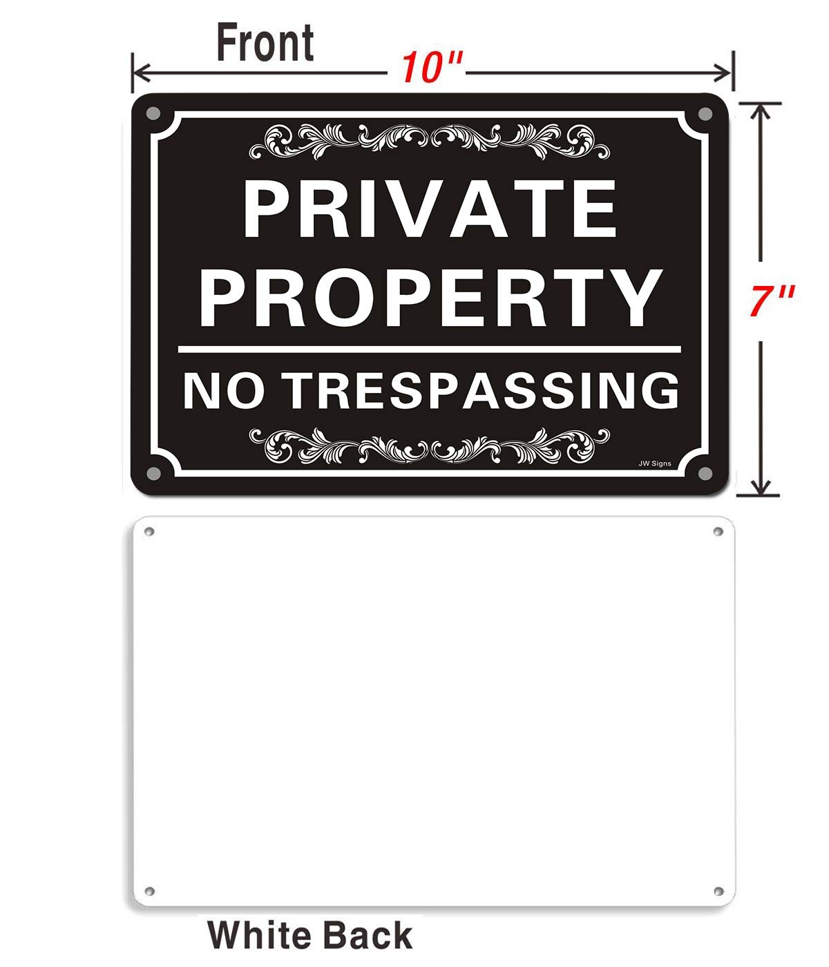 No Trespassing Signs Private Property Sign (2 Pack) 10” x 7” Heavy 0.40 Aluminum Rust Free Sign Professional Printing UV Protected Weatherproof Indoor or Outdoor Use …