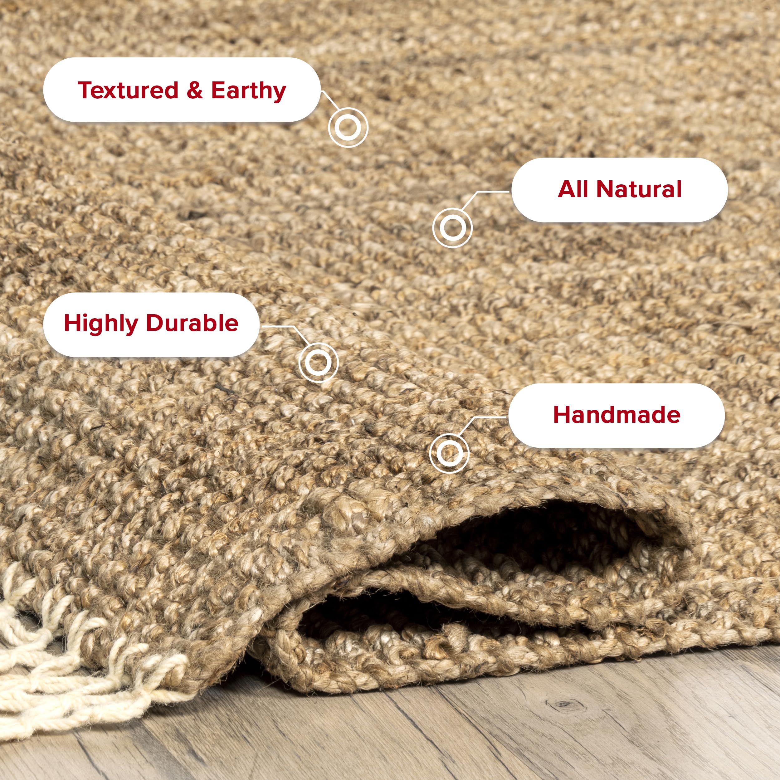 nuLOOM Raleigh Farmhouse Jute Tasseled Area Rug, 9x12, Natural