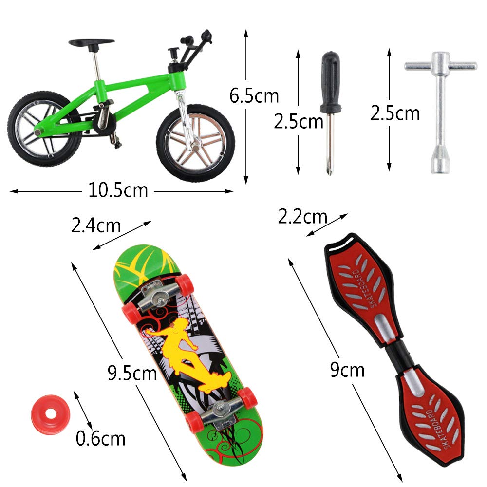 Oruuum Mini Finger Sports Skateboards/Bikes/Swing Boards, Mini Fingerboards Finger Mountain Bicycles with Endoluminal Metallic Stents Matte Surface (7 Packs)