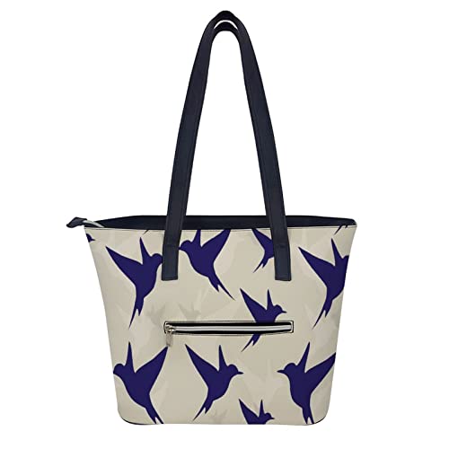 Swallow Pattern Women's Tote Bag PU Leather Shoulder Bag Handbags Purse For Work Shopping Travel