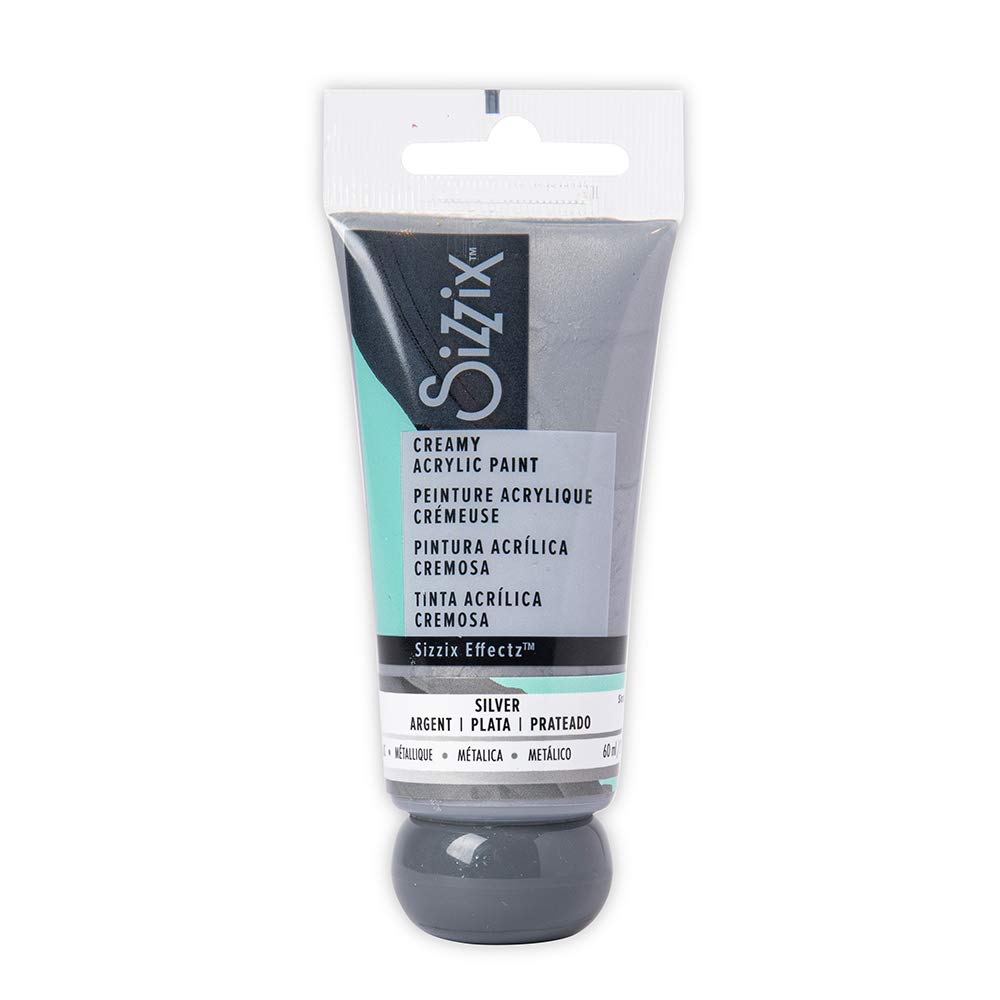 Sizzix Effectz Creamy Metallic Acrylic Paint Silver 60ml, 664561
