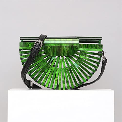 WSSBK Green Women's Handbag Hollow Clutch Purses and Handbags Bead Chain Evening Bags Beach Bag