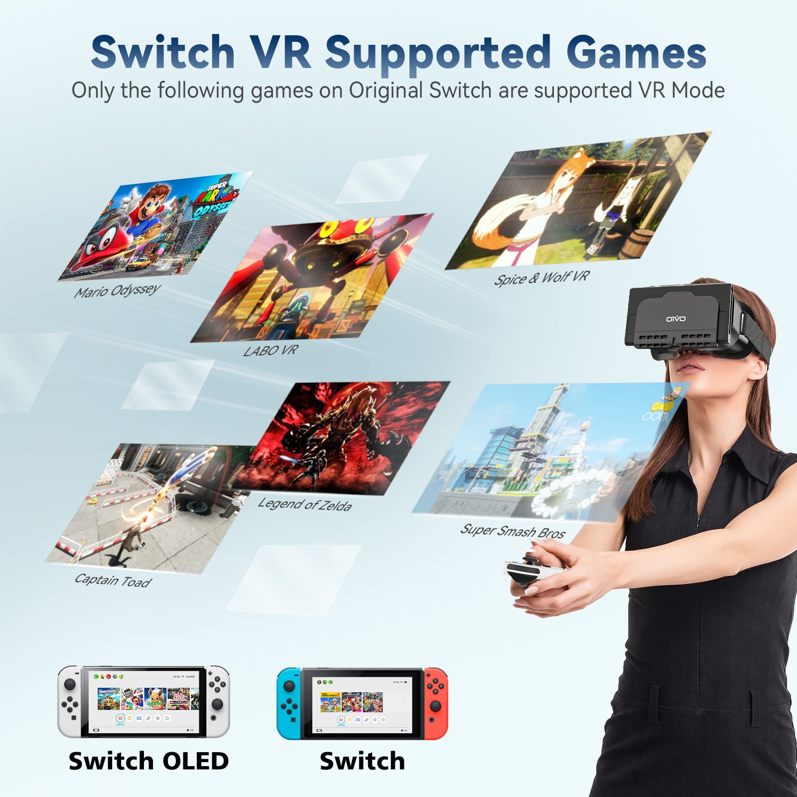 VR Headset Replacement for Nintendo Switch & Nintendo Switch OLED, VR Switch Headset with 3D High-Definition Virtual Reality Glasses, VR Goggles Compatible with Nintendo Switch & OLED Version