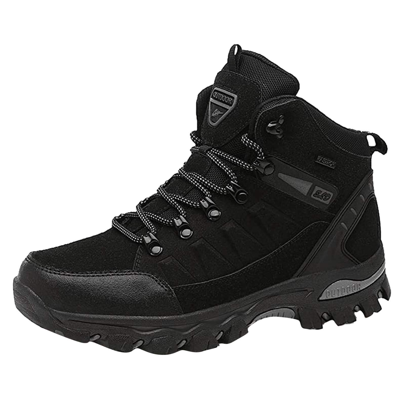 WASERCE Men's Waterproof Cold-Weather Boots Mid Soft Toe Leather Insulated Work Boots Construction Rubber Sole for Outdoor Hiking Winter Snow (8.5,Black