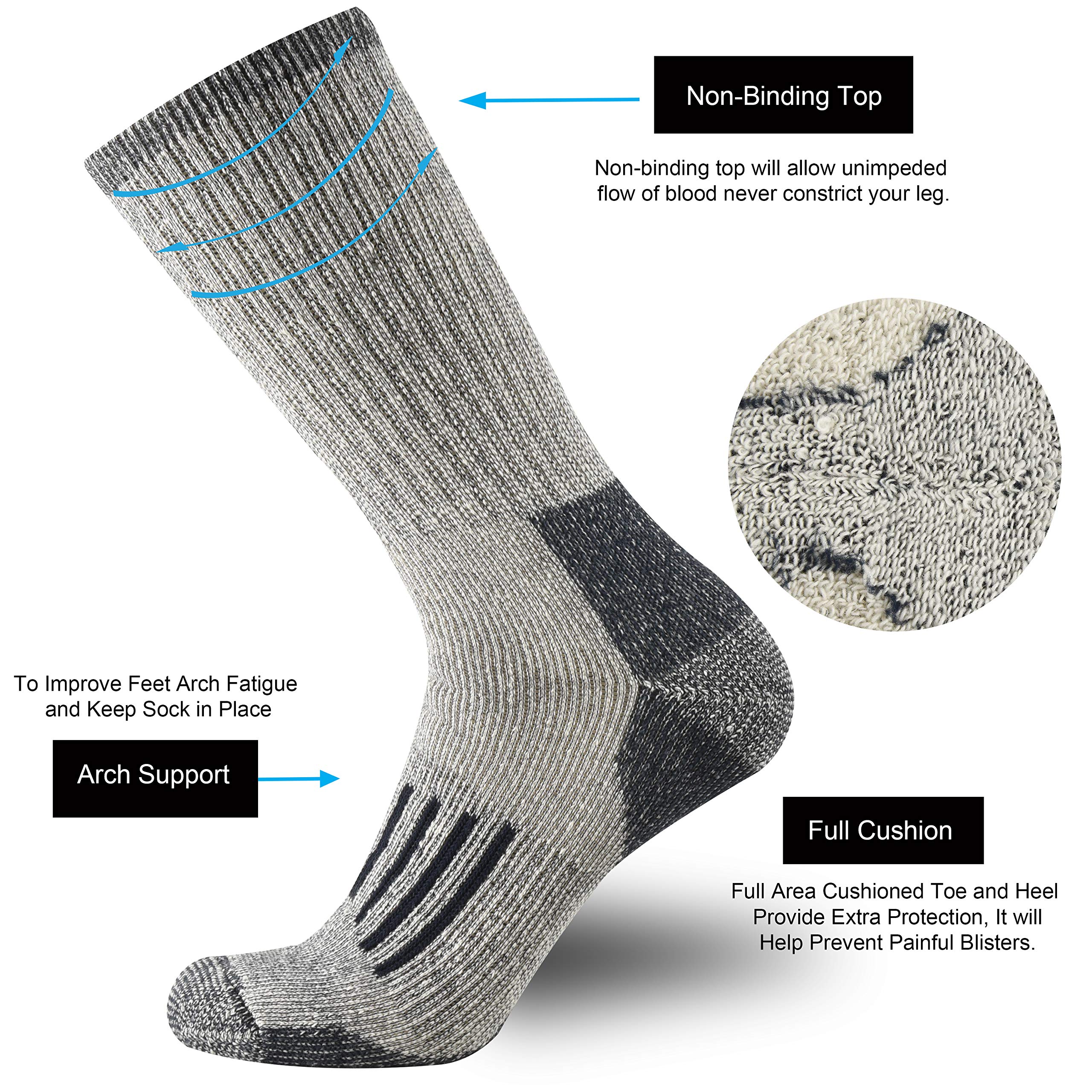 ONKE Merino Wool Cushion Crew Socks for Men Outdoor Hiking All Seasons Work Boot Heavy Thick Thermal Moisture Wicking Control(Navy M)
