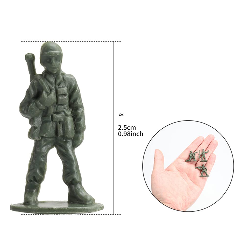 ViiKONDO 100 Pcs Army Men 1/72 Mini 2.5cm Toy Soldier Classic Green VS Tan Plastic Action Figure WWII Military Sandbox War Scene