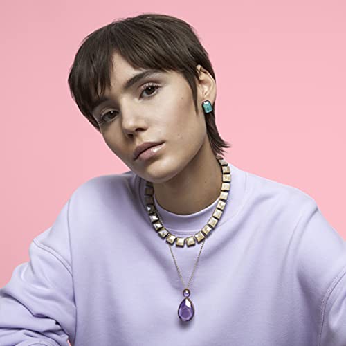 SWAROVSKI Chroma Pendant Necklace, Dual-sided Green and Lilac Drop-Cut Crystals with a Gold-Tone Finish Chain, Part of the Chroma Collection